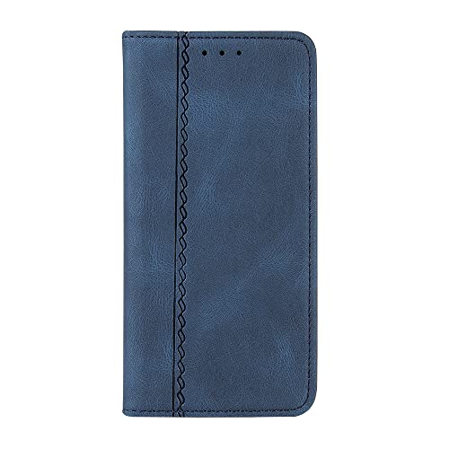Fansipro Wallet Folio Case for Samsung Galaxy S9 Plus, Premium PU Leather Slim Fit Cover for Galaxy S9 Plus, 2 Card Slots, 1 Transparent Photo Frame Slot, Wave Line on Leather, Blue