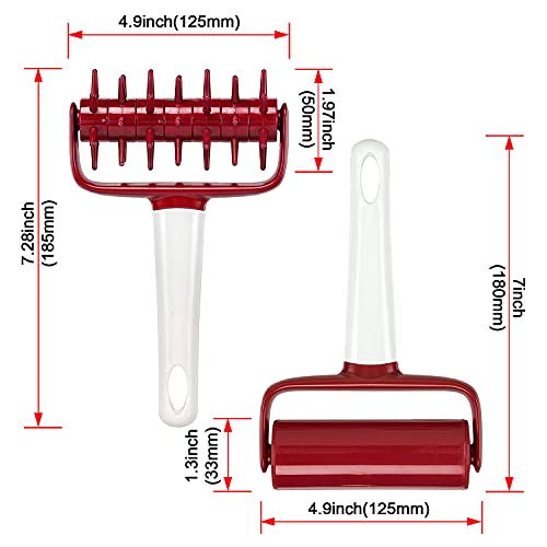 2 Pieces Pizza Dough Roller and Docker Set Pastry Pizza Pie Roller Rolling Pins and Time-Saver Pizza Dough Docker(Docker+Roller)