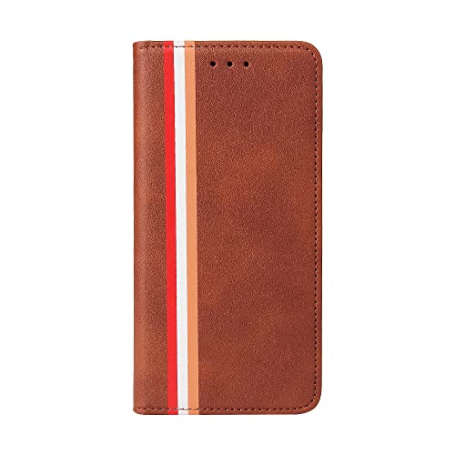 Fansipro Wallet Folio Case for Samsung Galaxy S9 Plus, Premium PU Leather Slim Fit Cover for Galaxy S9 Plus, 2 Card Slots, 1 Transparent Photo Frame Slot, 3 Color Bands, Brown