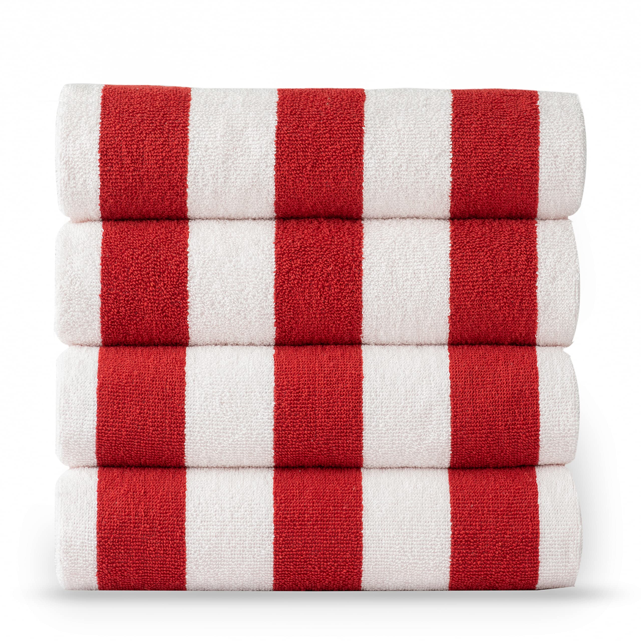 LANE LINEN 4 Pack Beach Towels - 100% Cotton Beach Towel with Beach Bag, Luxury Pool Towels for Adults, Quick Dry, Soft & Absorbent Oversized Beach Towel (36"x72"), Beach Essentials for Women - Red