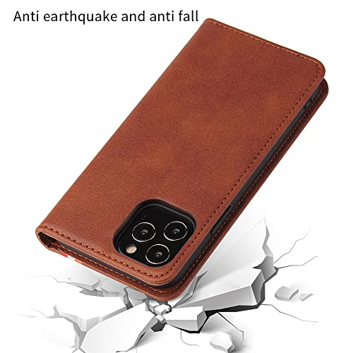 Fansipro Wallet Folio Case for Samsung Galaxy S9 Plus, Premium PU Leather Slim Fit Cover for Galaxy S9 Plus, 2 Card Slots, 1 Transparent Photo Frame Slot, 3 Color Bands, Brown