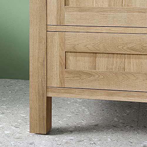 OVE Decors Kansas 36" Single Sink Bathroom Vanity Set with Countertop, Fully-Assembled | Ceramic Sink and Backsplash Included | 02 Doors, 01 Drawer, 36 inches, White Oak
