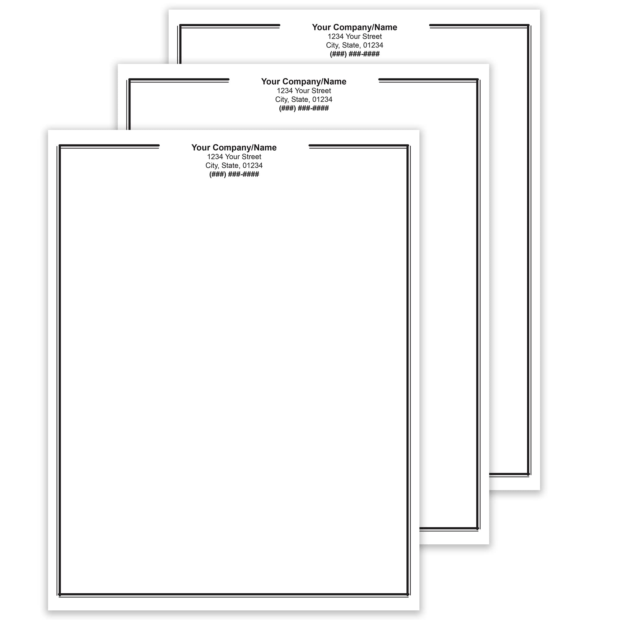 Premium Custom Printed Letterhead Stationery 100 Pack - 8.5" x 11" Standard Letter - Recycled, Smooth, Linen, Etc. - Made in the U.S.A. (Line Break)