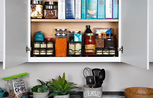 Pull Out Cabinet Organizer for Spices, Cans - Heavy Duty with Lifetime Limited Warranty- Pull Out Spice Rack- Cabinet Pull Out Shelf for Cans,Dishes, Etc, 4-1/2"W x 10-1/2"D x 2-3/4”H, Black