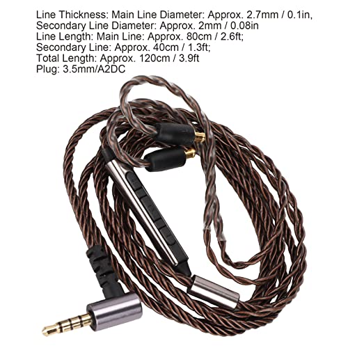 Hozee Replacement Headphone Cable, 3.5mm/A2DC Plug Headphone Upgrade Cord Ear Hanging Design with Mic Wire Control for LS200 for E50