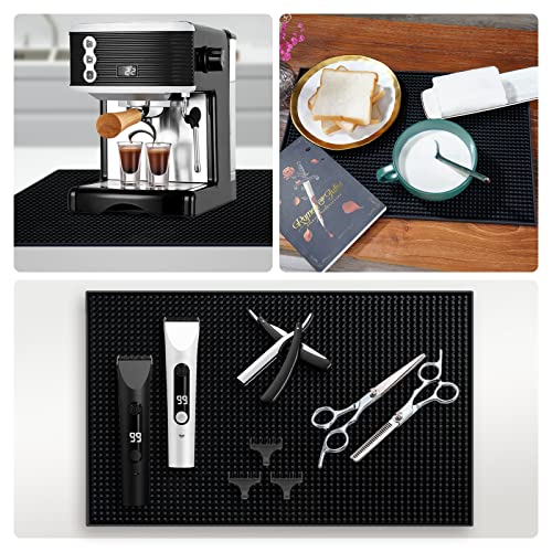 BARsics 18"x12" PVC Bar Service Mat for Cocktail Bartender (Black 2-Pack)