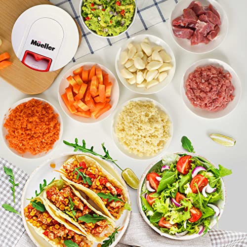 Mueller Salad Spinner with QuickChop Pull Chopper, Vegetable Washer with Bowl, Anti-Wobble Tech, Lockable Colander Basket and Lid with Pull Cord - Lettuce Washer and Dryer