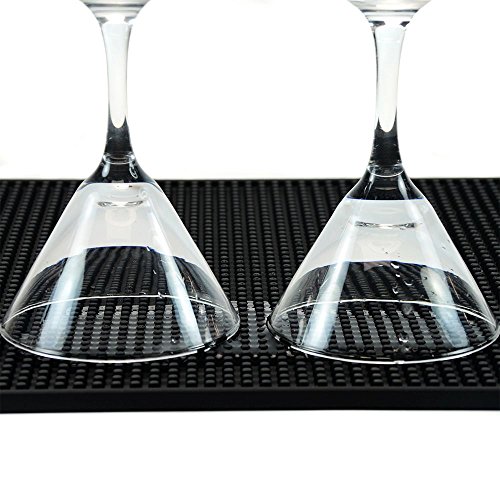 BARsics 18"x12" PVC Bar Service Mat for Cocktail Bartender (Black 2-Pack)