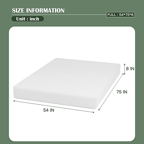 Base Foam Mattress 8 inch Mattress, CertiPUR-US Certified,Breathable Bed Mattress for Cooler Sleep Supportive & Pressure Relief,Removable Soft Cover,White Full