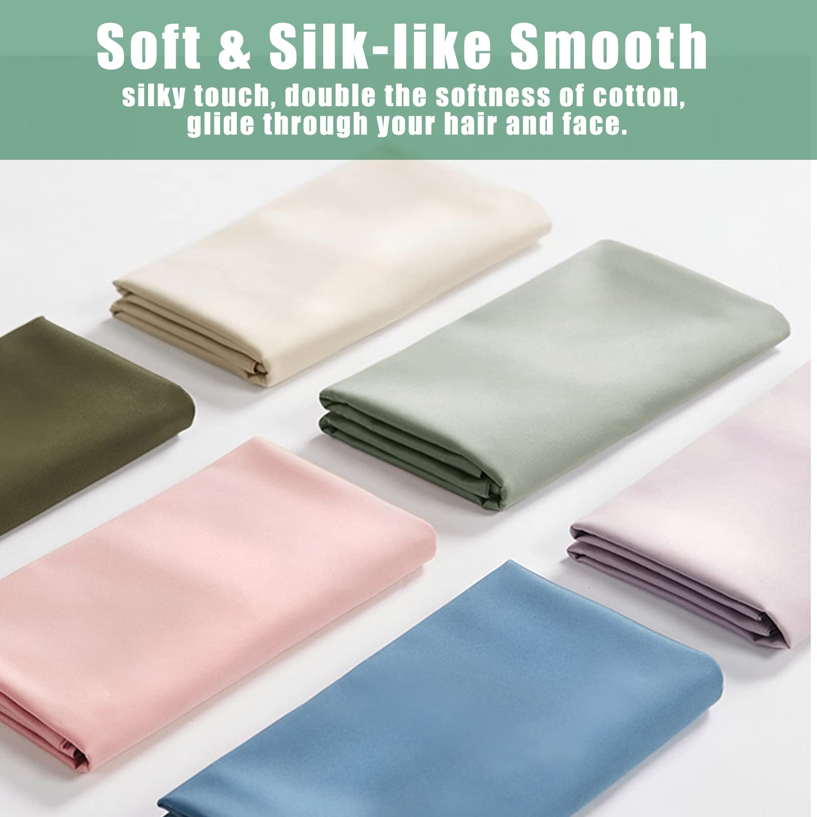 TELUS Green Pillow Cases Standard Size 2 Pack, Bamboo Rayon Cooling Pillowcases with Envelope Closure, Cool Breathable Pillow Cover for Hot Sleepers & Night Sweats, 20x26 inch