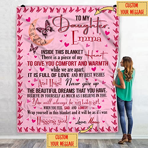 Personalized Blanket to My Daughter, to My Daughter Blanket from Mom,Dad, Dad, Gift for Daughter, Customized Name, Custom Blanket for Birthday, Christmas, Thanksgiving,to My Daughter Throw Blanket