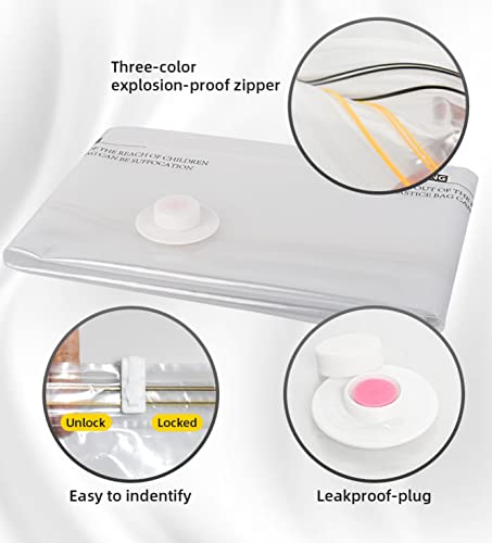 12 PACK, Vacuum Storage Bags , travel essentials, storage, JUMBO100х80cm X4pcs,LARGE 80х60cm X4pcs,MEDIUM 70х50cm X4pcs +1pump, Transparent