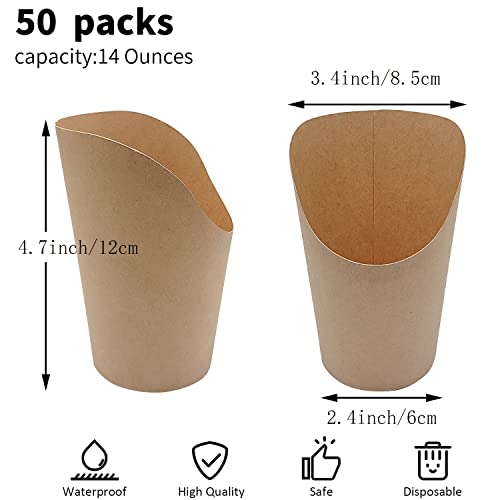 50 Pcs 14 Ounce French Fries Box, Disposable French Fries Cups for Baking Cakes Popcorn Ice Cream