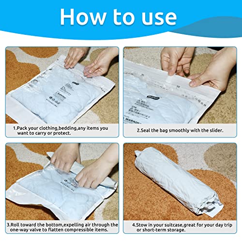 COSadiman TAILI Vacuum-compressing 10Pcs Travel Compression Bags Vacuum Packing Roll Up Travel Space Saver Bags for Luggage Cruise Ship Essentials No Pumps Needed (Small)