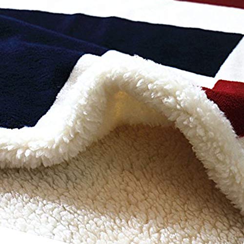 House British Union Jack Fleece Blanket Soft Sherpa Throw Blanket Lightweight Cozy Warm Blanket for Couch Bed Chair Office Sofa - 51x63Inch