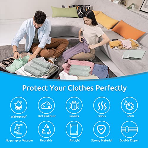 COSadiman TAILI Vacuum-compressing 10Pcs Travel Compression Bags Vacuum Packing Roll Up Travel Space Saver Bags for Luggage Cruise Ship Essentials No Pumps Needed (Small)