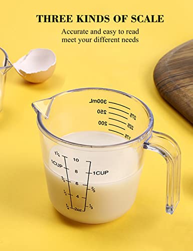 Measuring Cups Set, Liquid Measuring Cups For 3 For Kitchen - BPA Free Plastic Set with Spout Multiple Measurement Scales (Clear)