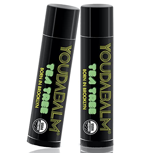 You Da Balm Organic Lip Balm, Tea Tree Flavor - 100% Natural Lip Moisturizer, USDA Certified - Lip Balm for Dry, Cracked Lips (2 Pack)