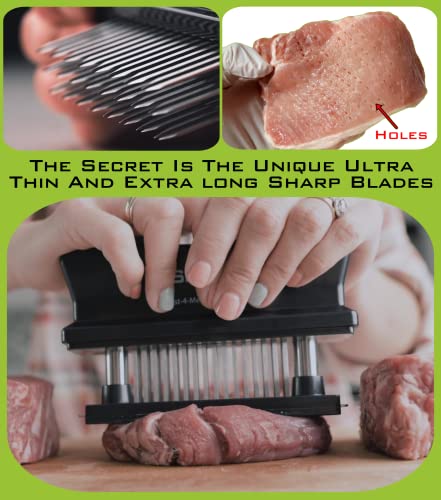 XSpecial Meat Tenderizer Tool 48-Blades Stainless Steel - Ease to Use & Clean - Kitchen Gadgets Tools with Sharp Needle Makes The Toughest Steak Tender - No More Pounder Meat Hammer Or Meat Mallet