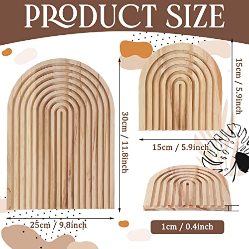2 Pcs Decorative Wood Cutting Board Wooden Board Rainbow Shaped Wood Serving Board Boho Cutting Board Decor Serving Trays for Home Kitchen Decoration (11.81 x 9.84 Inch, 5.91 x 5.91 Inch, Pine)