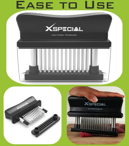 XSpecial Meat Tenderizer Tool 48-Blades Stainless Steel - Ease to Use & Clean - Kitchen Gadgets Tools with Sharp Needle Makes The Toughest Steak Tender - No More Pounder Meat Hammer Or Meat Mallet
