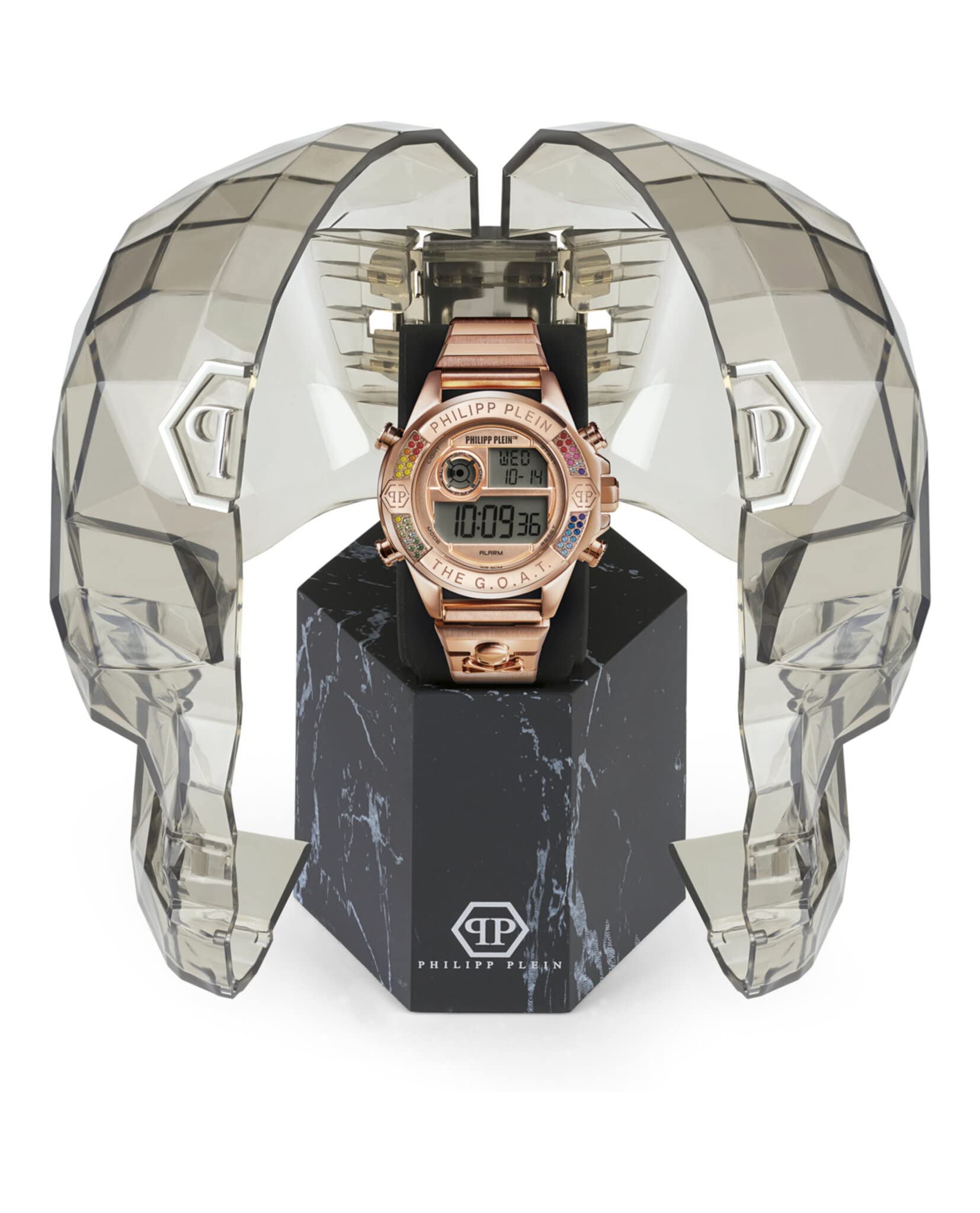 Philipp Plein The G.O.A.T. Collection Luxury Mens Watch Timepiece with a Rosegold Bracelet Featuring a Rose Gold Case and Rosegold Dial