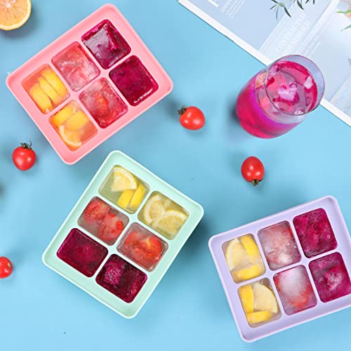 STARBRILLIANT Ice Cube Tray, Easy-Release Silicone Large Ice Moulds with Removeable LidsPerfect for Chilled DrinksFreezer, Baby Food, Whiskey and Cocktail, LFGB Certified (Set of 3(18 ice cubes))
