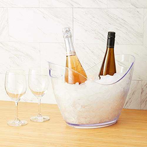 True Chill Clear Ice Bucket - Wine Buckets for Parties - 4 Bottle Capacity Champagne & Wine Acrylic Ice Bucket - 2 Gallon Plastic Ice Bucket Set of 1