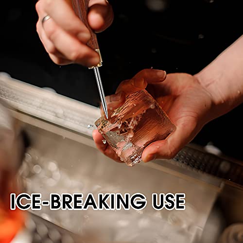 Stainless Steel Ice Pick with Wooden Handle and Sheath Kitchen Tool (Brown)