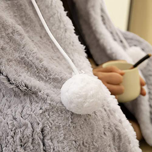 Vangao Wearable Blanket Hooded Throw Blanket Striped Fluffy Heavy Duty for Couch Chair Bed Sofa Oversized Hoodie Soft Winter Blanket Sherpa Reverse Cozy Xmas Decorations 50x70 Inch Brindle