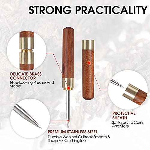 Stainless Steel Ice Pick with Wooden Handle and Sheath Kitchen Tool (Brown)