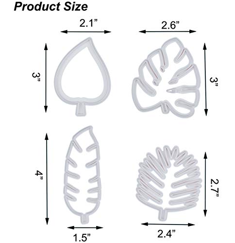 Mity rain Tropical Leaf Cookie Cutter - Hawaiian Palm Leaves Fondant Cutters Set for Gum Paste , Sugarcraft Candy, Luau Cake Decorating (4Pcs)