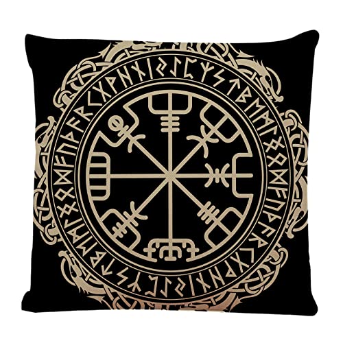 Ofocam Decorative Square Throw Pillow Covers Black Celtic Viking Couch Sofa Bed Pillow Covers Cushion Cases 18x18 inch