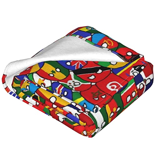 Countryball Polandball World Map Flannel Fleece Throw Blanket Soft Cozy Lightweight Fluffy Microfiber Blanket All Season Fuzzy Plush Throw Blanket for Couch Bed Sofa 50"x40"