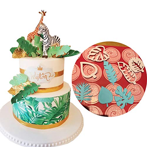 Mity rain Tropical Leaf Cookie Cutter - Hawaiian Palm Leaves Fondant Cutters Set for Gum Paste , Sugarcraft Candy, Luau Cake Decorating (4Pcs)