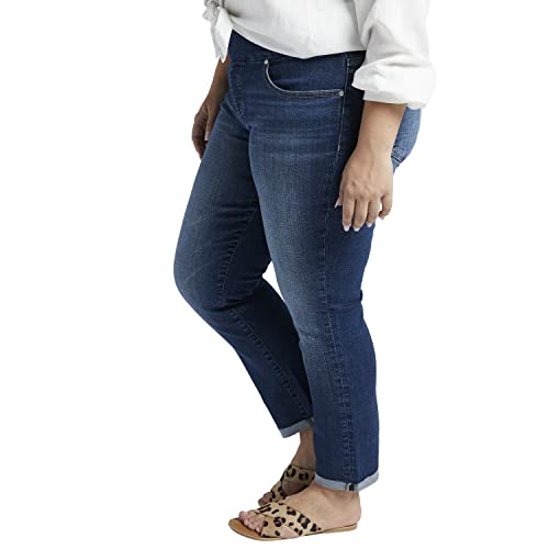 JAG Jeans Women's Size Amelia Mid Rise Slim Ankle Pull-on Jeans, Med Wash Eae374, 22 Plus