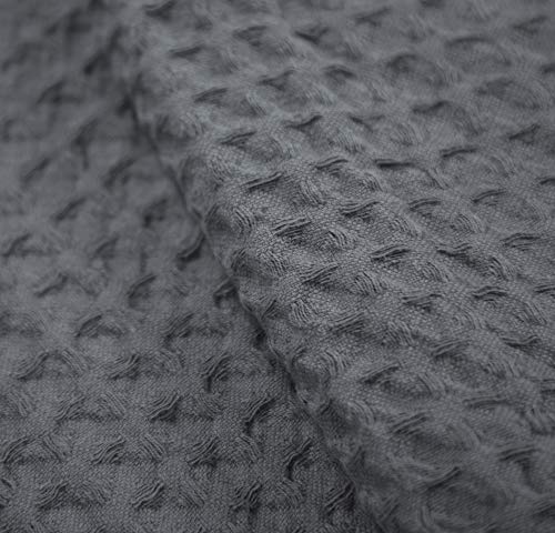 HILLFAIR 100% Combed Cotton Blanket–102x108 Inch California King Size Bed Blankets– Warm Soft All Season Breathable Blankets– Extra Large Oversized California King Blanket- Grey King Cotton Blankets