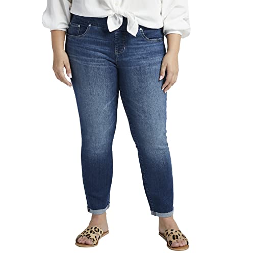 JAG Jeans Women's Size Amelia Mid Rise Slim Ankle Pull-on Jeans, Med Wash Eae374, 22 Plus