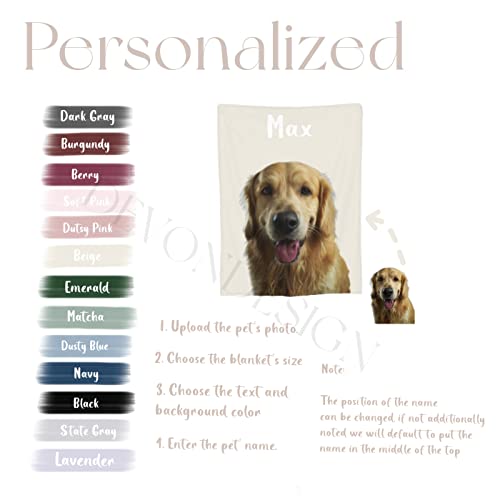 Custom Pet Blanket, Personalized Pet Photo Blanket, Custom Dog Blanket with Photo and Name, Custom Pet Portrait Blanket - Customized Soft Flannel Fleece Blanket Gift for Pet Lover, Birthday, Christmas