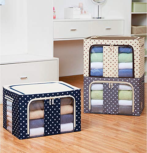 Storage Bags For Clothes 26.42gal 2Pcs Foldable Storage Cubes Boxes With Lids Sturdy Zipper Clear Window and Reinforced Handles for Blanket Clothing Sweater Pillow Underbed Storage Bags (23.6''×16.5''×15.7'', Blue)