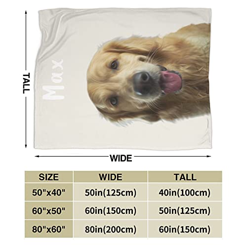 Custom Pet Blanket, Personalized Pet Photo Blanket, Custom Dog Blanket with Photo and Name, Custom Pet Portrait Blanket - Customized Soft Flannel Fleece Blanket Gift for Pet Lover, Birthday, Christmas