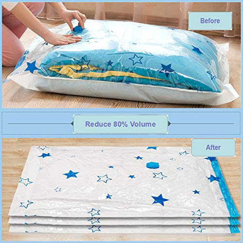 Vacuum Storage Bags, Space Saver Bags and Travel Storage Compression Bags for Clothes, Comforter, Pillows, Blankets, Plush Toys(4pack) (23x16in)