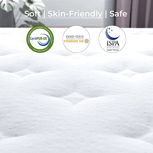 REGOSS 10 Inch Innerspring Hybrid Mattress, Motion Isolation Individually Wrapped Pocket Coils Mattress, Queen Size Mattress in a Box, Foam and Spring Mattress for Pressure Relief, Purple