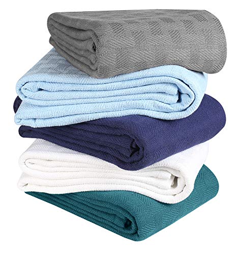 GLAMBURG 100% Cotton Bed Blanket, Breathable Bed Blanket Twin Size, Cotton Thermal Blankets Twin Size - Perfect for Layering Any Bed for All Season - Charcoal Grey