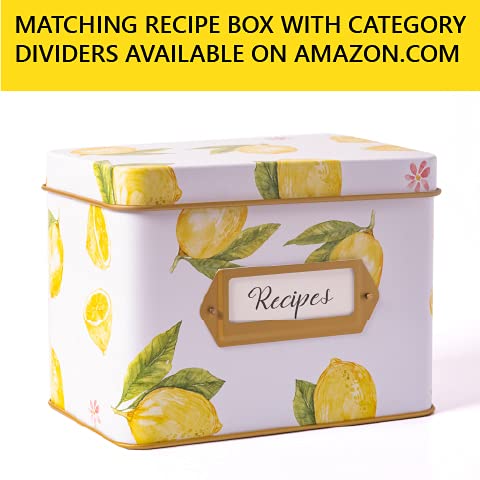 Heart&Berry Lemon Recipe Cards 4x6 Double Sided - Set Of 50 Thick Recipe Cards