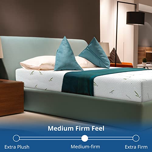 FONTOI Queen Size Mattress in a Box, 10 inch Bed Mattresses Made in USA with Breathable Bamboo Cover, Cooling Gel Green Tea Memory Foam, Medium Firm (10IN-MDR-Queen)