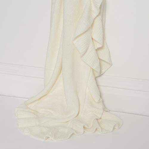 Best Home Fashion Ruffle Border Throw - Ivory - 50" W x 60" L - (1 Throw)