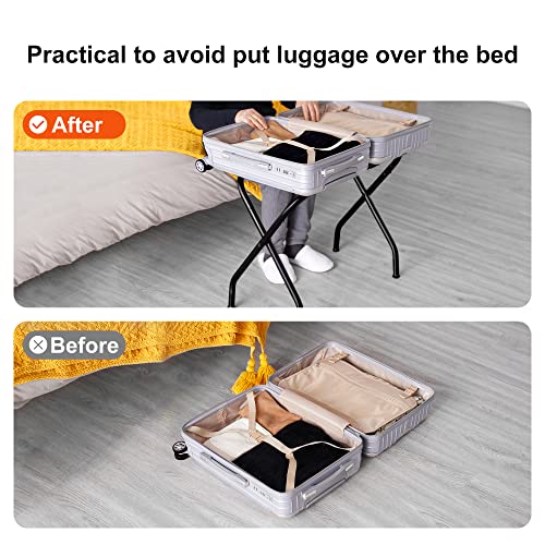 Heybly Luggage Rack, Pack of 4,Steel Folding Suitcase Stand for Guest Room Bedroom Hotel,Black,HLR001B4