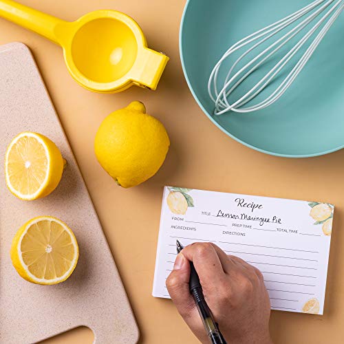 Heart&Berry Lemon Recipe Cards 4x6 Double Sided - Set Of 50 Thick Recipe Cards