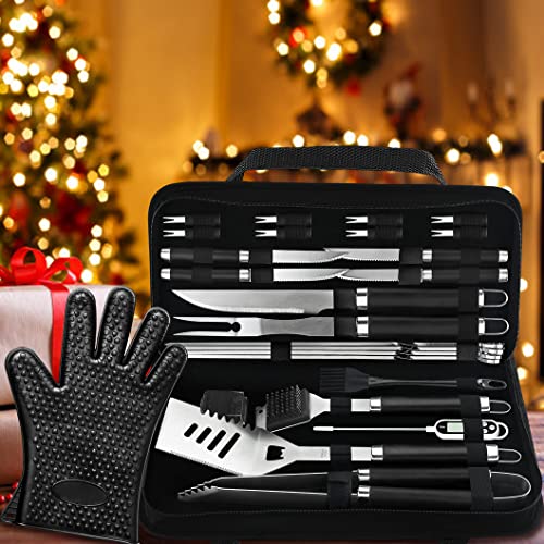 POLIGO 26PCS Grill Accessories for Outdoor Grill Utensils Set Stainless Steel BBQ Tools Grilling Tools Set for Father's Day Birthday Presents, Barbecue Accessories Kit Ideal Grilling Gifts for Men Dad